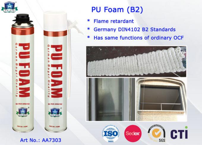 Professional B2 Fire Resistant PU Foam Spray / Polyurethane Foam 750ml